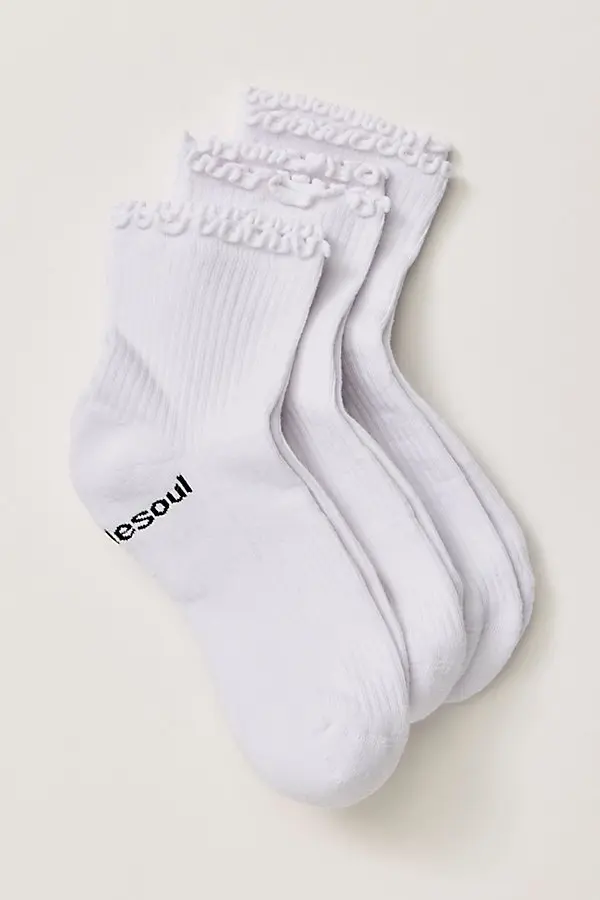 DOUBLESOUL Ruffle Quarter Socks - Cloud