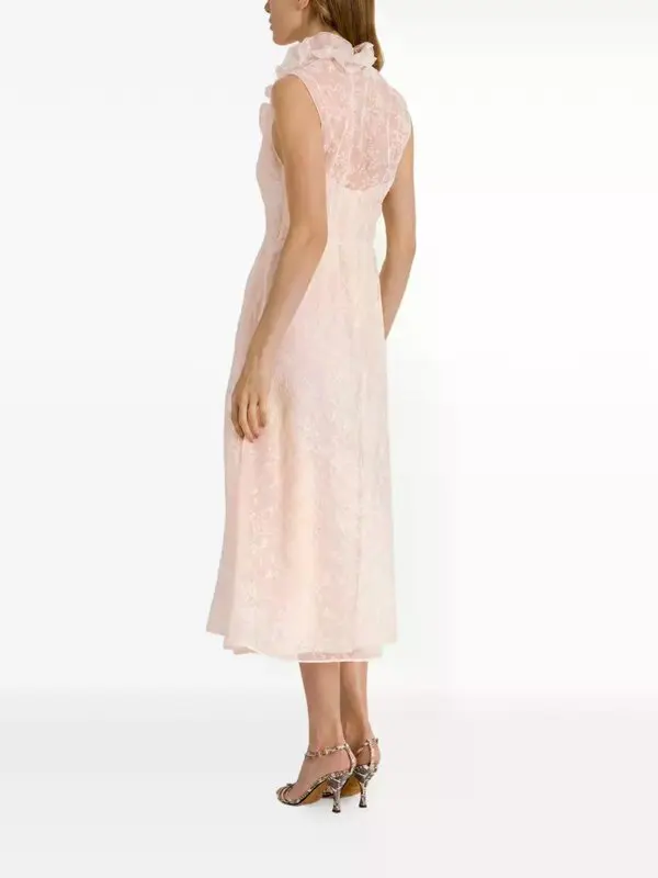 Alberta Ferretti Ruffled Floral-embroidered Midi Dress