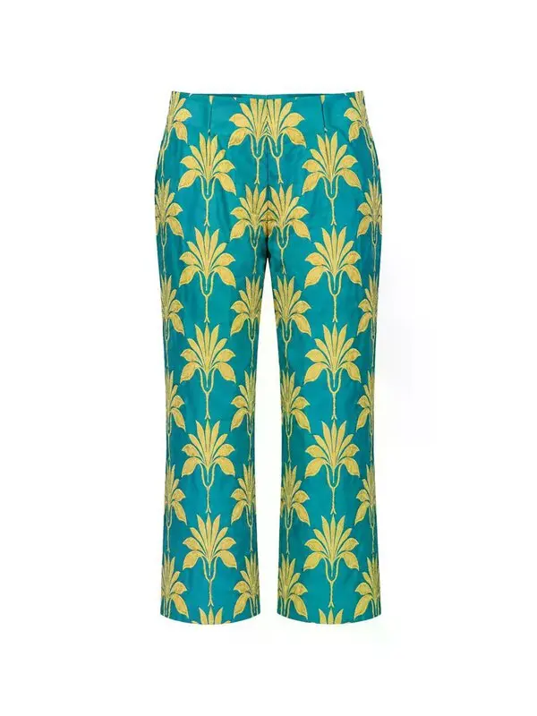 ODEEH Floral Print Straight-leg Trousers - Blue