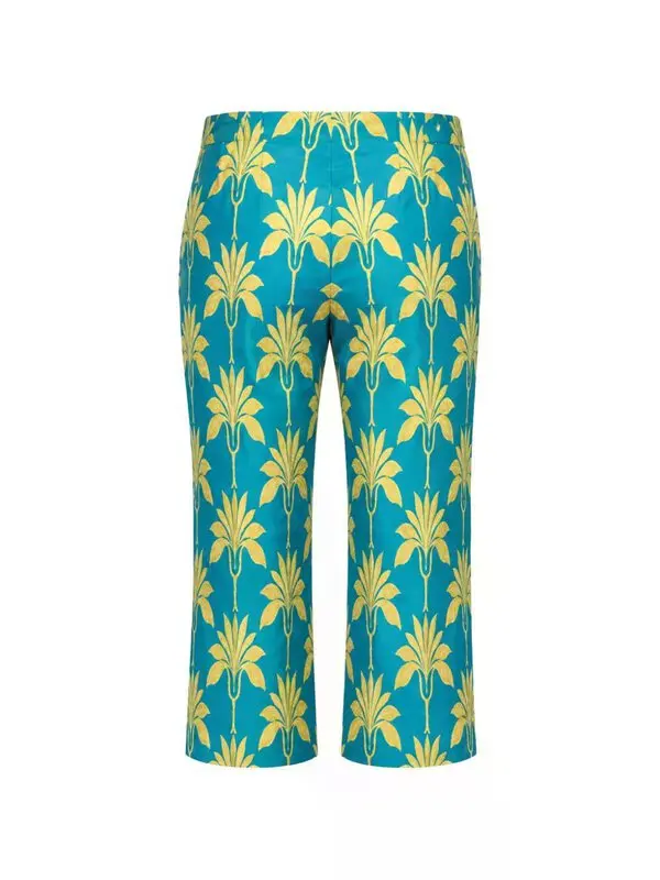 ODEEH Floral Print Straight-leg Trousers