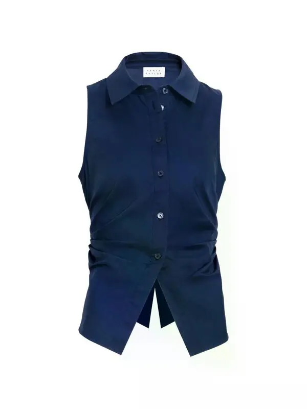 Tanya Taylor Hannah Sleeveless Gathered Top - Blue