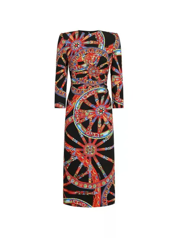 Dolce & Gabbana Carretto Print Charmeuse Dress - Black
