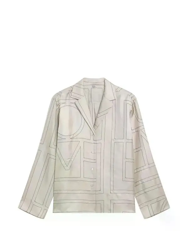 TOTEME Monogram Print Pajama Shirt - Neutrals