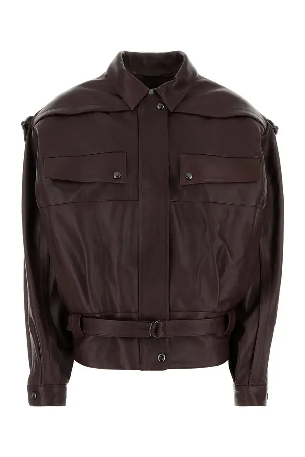 Magda Butrym Burgundy Leather Oversize Jacket