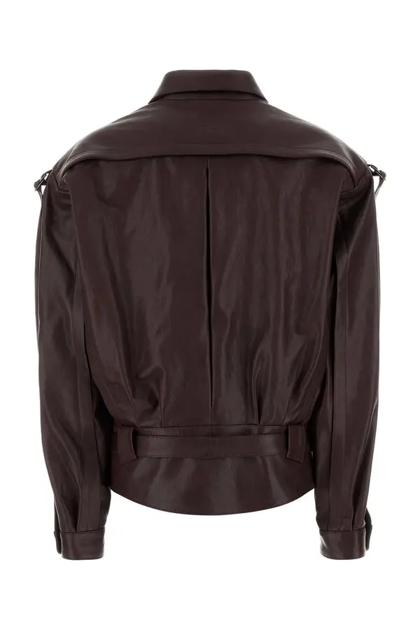 Magda Butrym Burgundy Leather Oversize Jacket