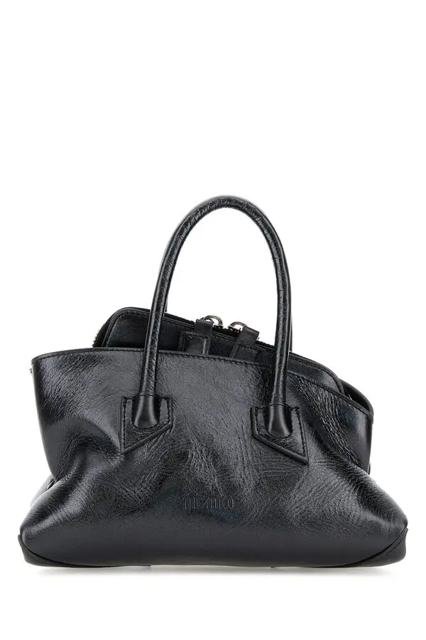 Attico Charcoal Leather Mini La Passeggiata Handbag