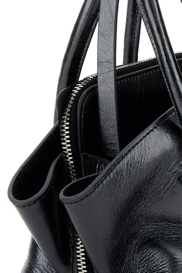 Attico Charcoal Leather Mini La Passeggiata Handbag
