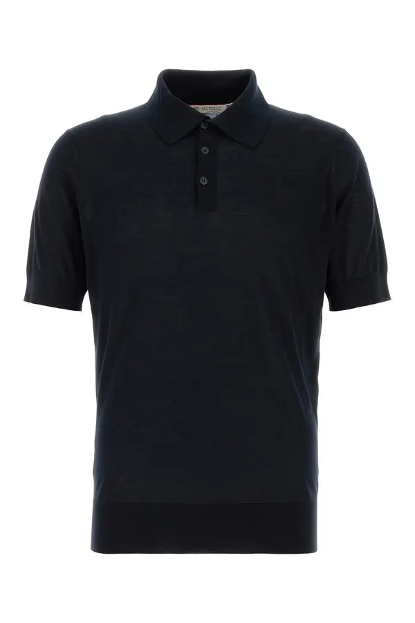 Brunello Cucinelli Midnight Silk Blend Polo Shirt