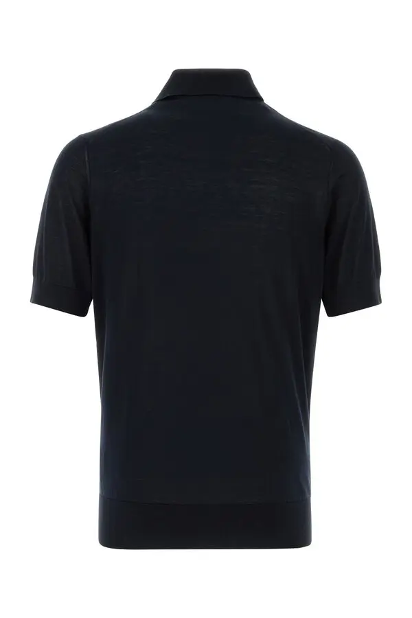 Brunello Cucinelli Midnight Silk Blend Polo Shirt