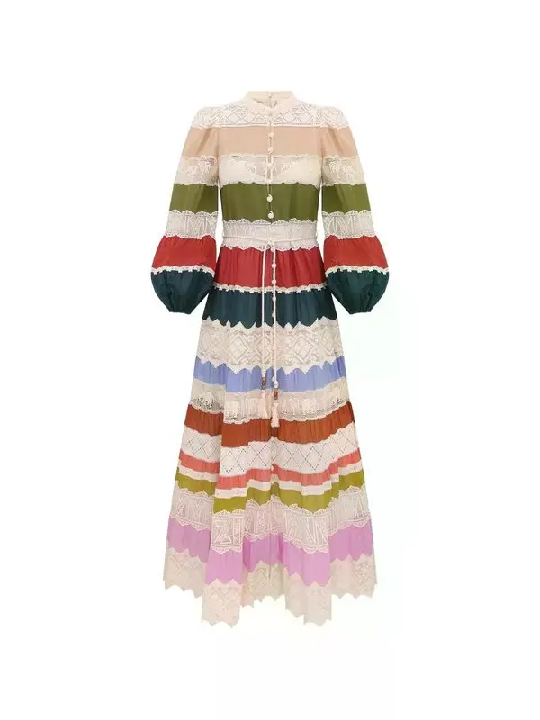 Zimmermann Indra Lace-panelled Tiered Maxi Dress - Neutrals