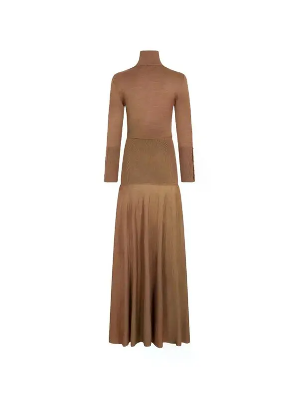 Rabanne Button-cuff Turtleneck Maxi Dress