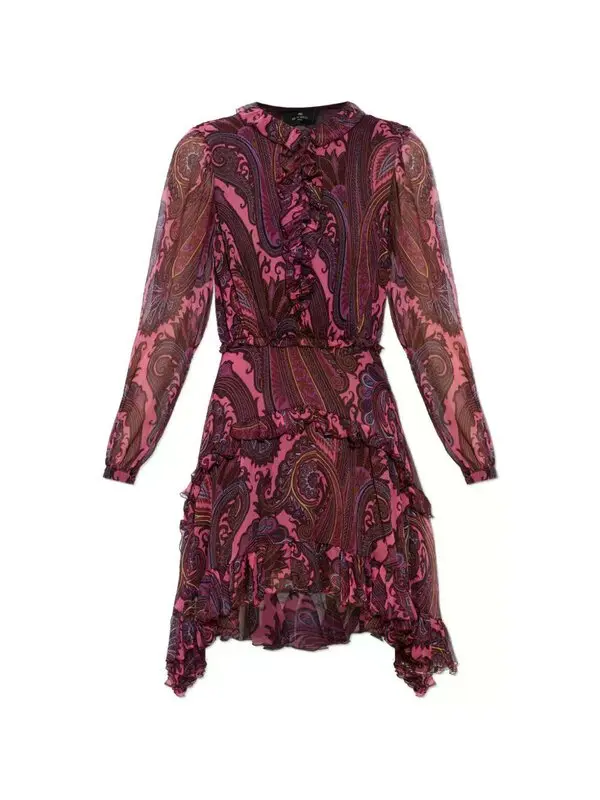 Etro Asymmetric Hem Mini Dress - Red