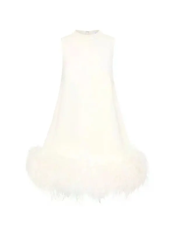Rachel Gilbert Feather-trim Mini Dress - Neutrals