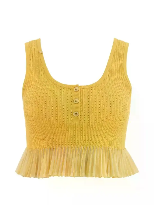Elisabetta Franchi Ribbed Knit Scoop Neck Sleeveless Top