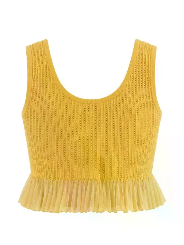 Elisabetta Franchi Ribbed Knit Scoop Neck Sleeveless Top