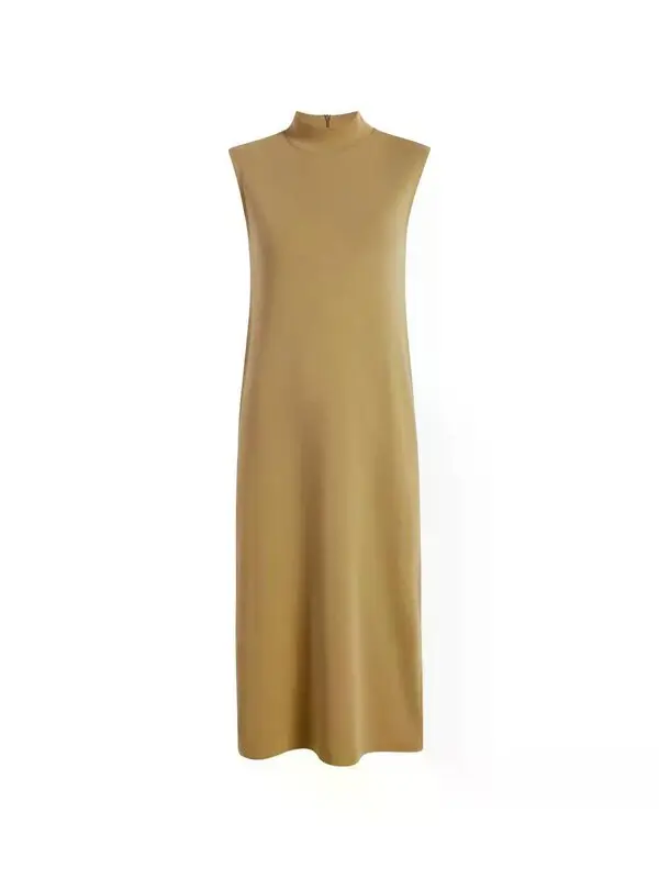 Another Tomorrow Seamed Mock-neck Midi Dress