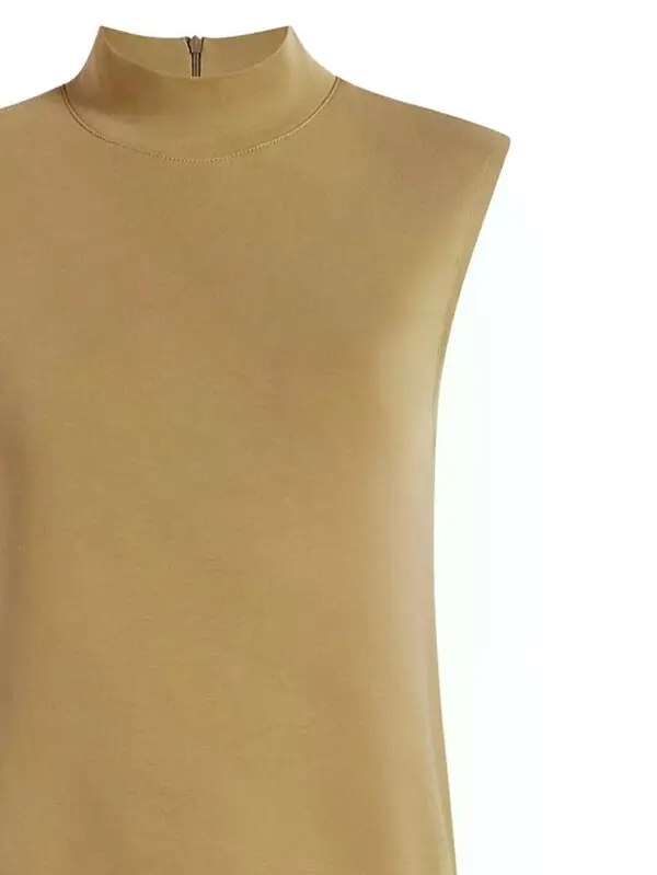 Another Tomorrow Seamed Mock-neck Midi Dress