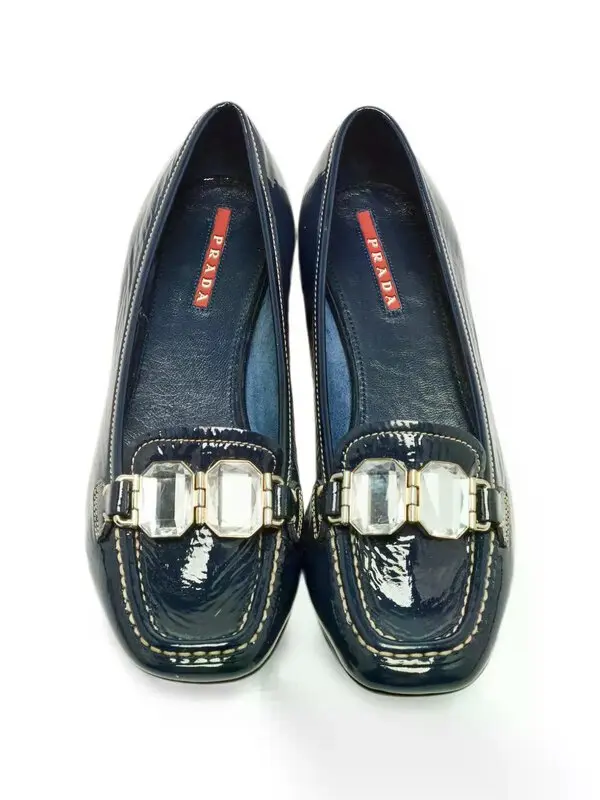 Prada Crystal-embellished Bow Loafers