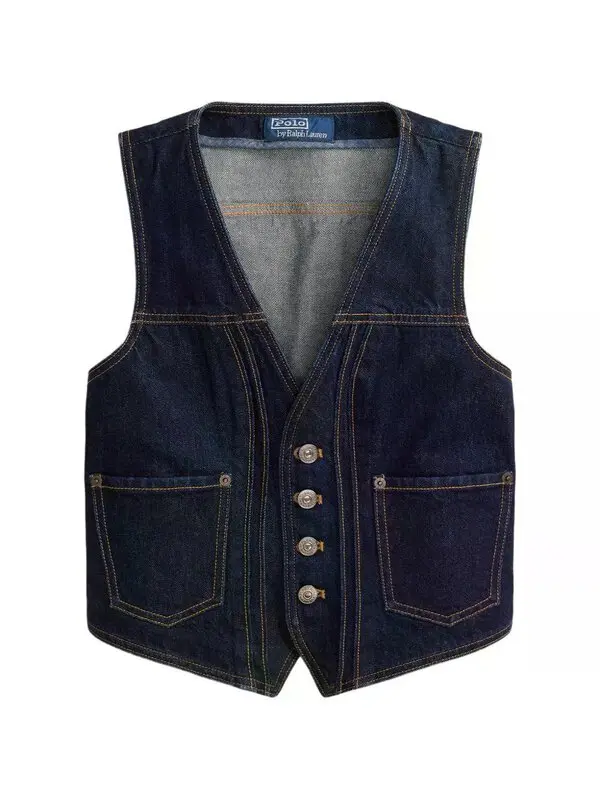 Polo Ralph Lauren V-neck Denim Waistcoat - Blue