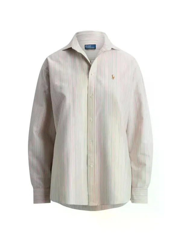 Polo Ralph Lauren Striped Embroidered Logo Shirt - Pink