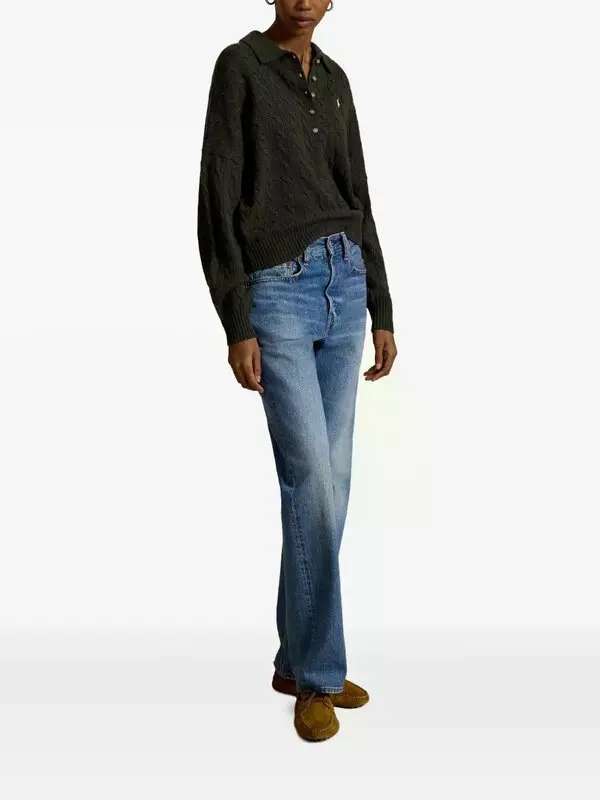 Polo Ralph Lauren Cable Knit Buttoned Top - Green