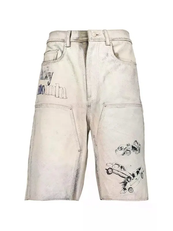 PALY Holy Mountain Distressed Graphic Print Shorts