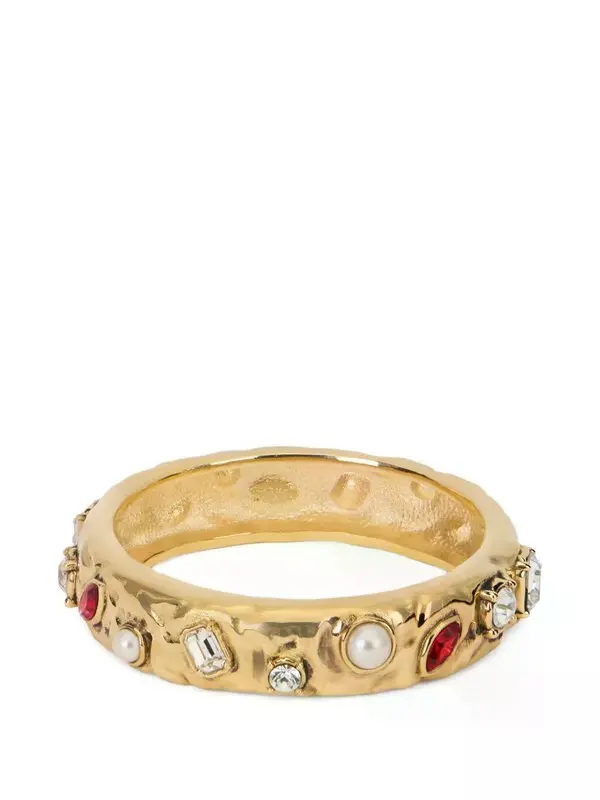 Roberto Cavalli Crystal-embellished Hammered Bracelet