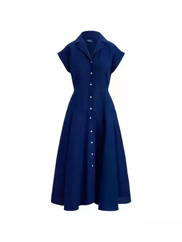 Polo Ralph Lauren Linen A-line Shirt Dress - Blue