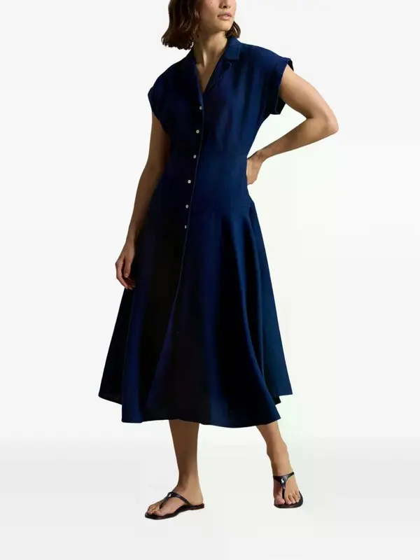 Polo Ralph Lauren Linen A-line Shirt Dress - Blue