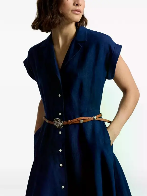 Polo Ralph Lauren Linen A-line Shirt Dress - Blue