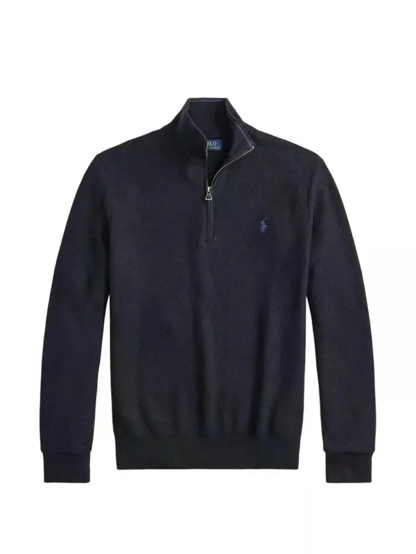 Polo Ralph Lauren Rib-knit Mock Neck Quarter-zip Sweater - Blue