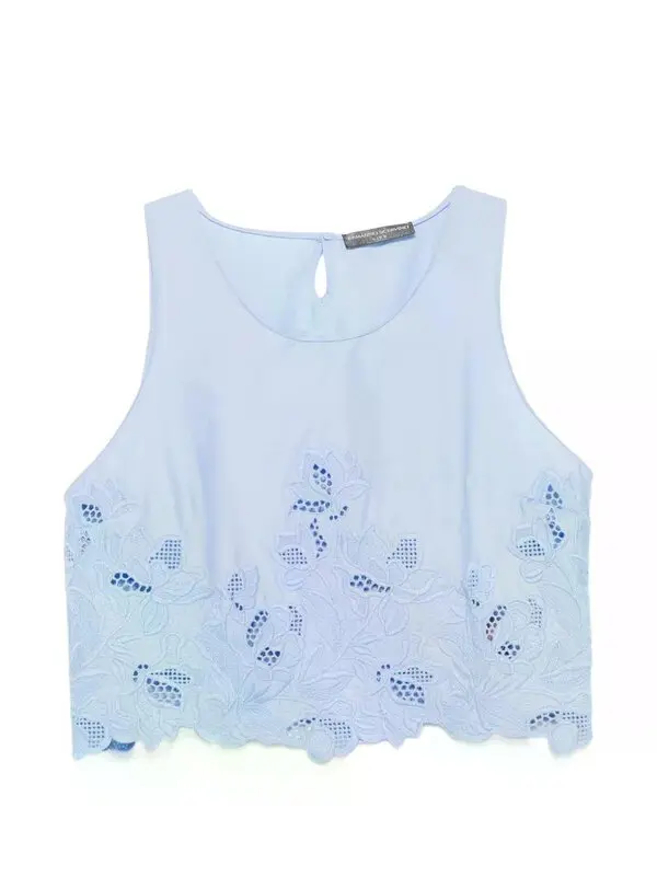 Ermanno Scervino Broderie Anglaise Cropped Top - Blue