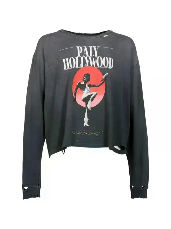 PALY Graphic Print Distressed Crewneck T-shirt