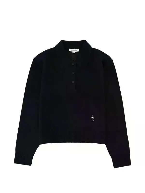 SPORTY & RICH Cashmere Polo Shirt - Blue
