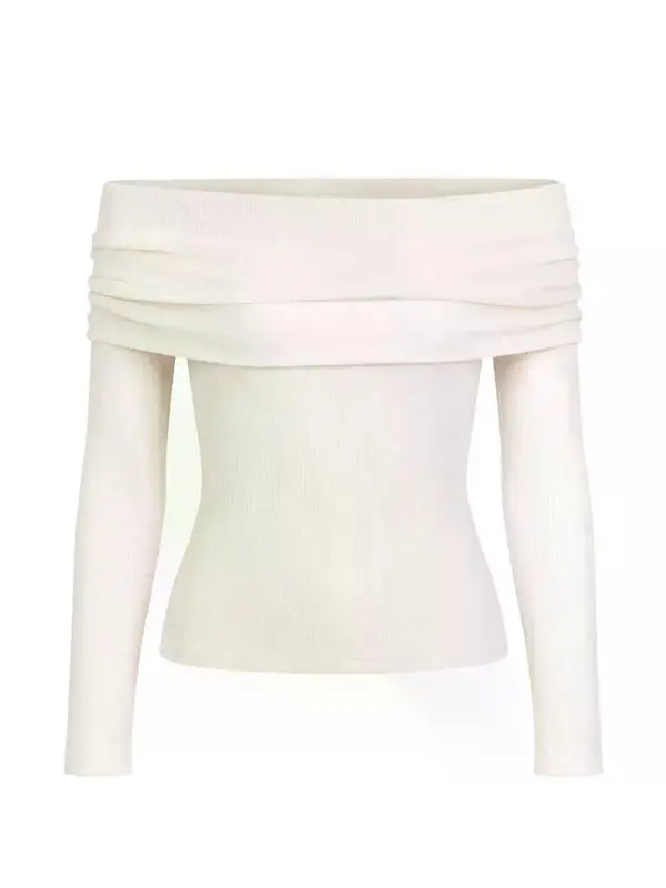 PETAR PETROV Off-shoulder Ribbed Top - Neutrals