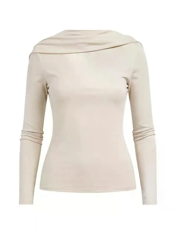 ESSE Solina Cowl Neck Long Sleeve T-shirt - Neutrals