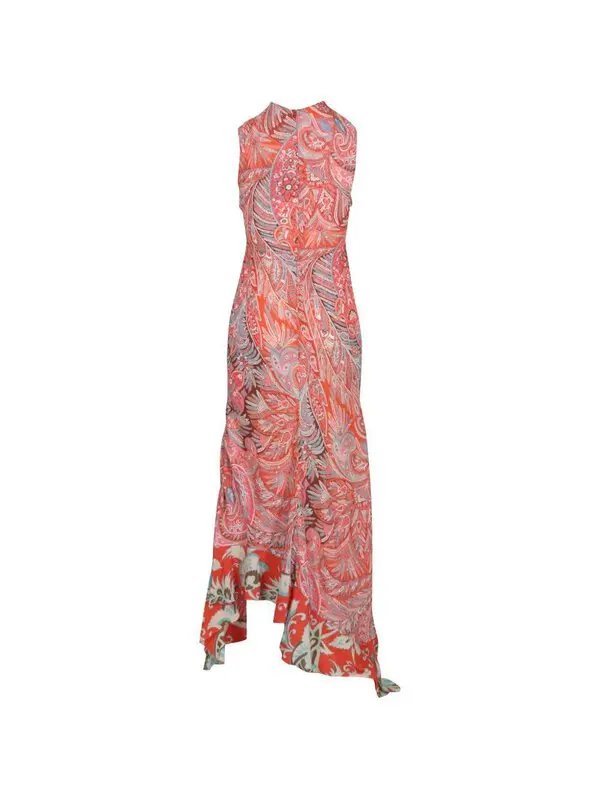 Etro Paisley Print Ruffled Maxi Dress - Orange