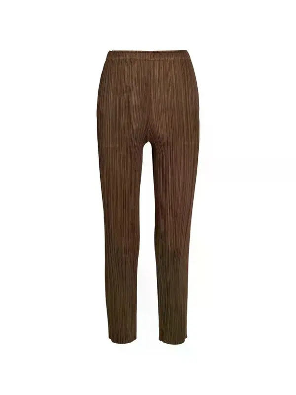 Issey Miyake Pleated Texture Cropped Trousers - Brown