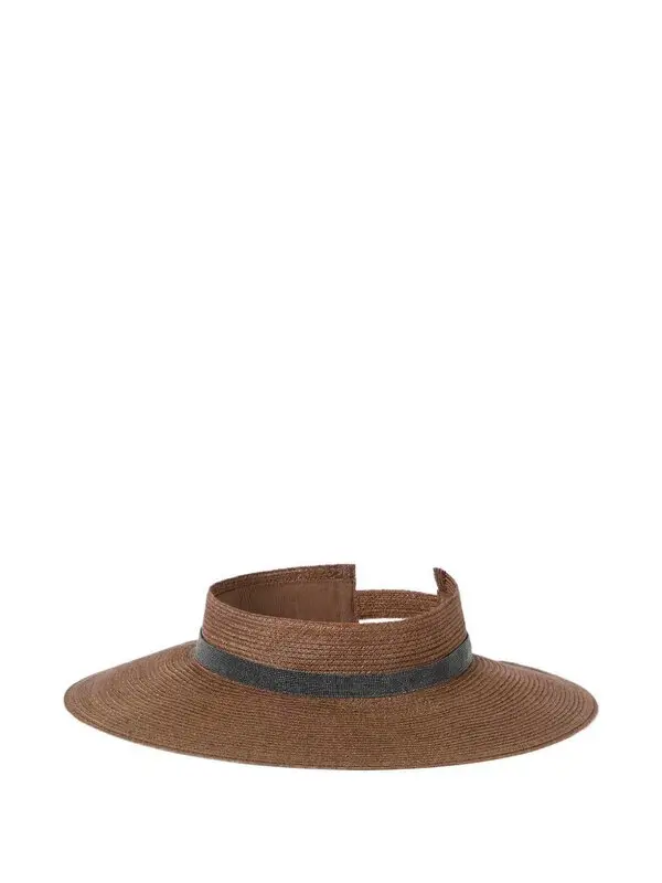 Brunello Cucinelli Hemp Visor With Precious Band - Brown