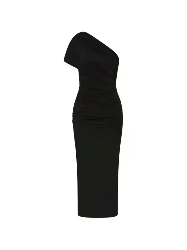 Rachel Gilbert Clay Ruched Midi Dress - Black