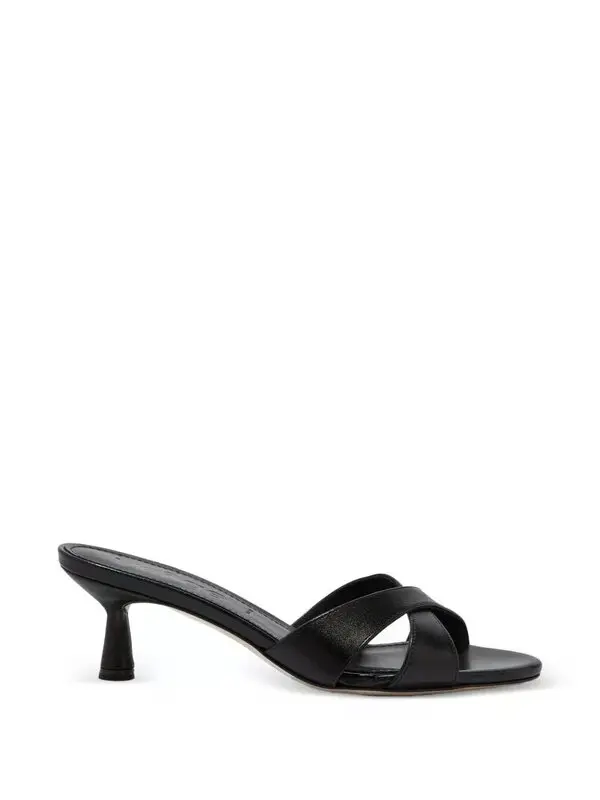AeydĒ Crossover Strap Leather Sandals - Black
