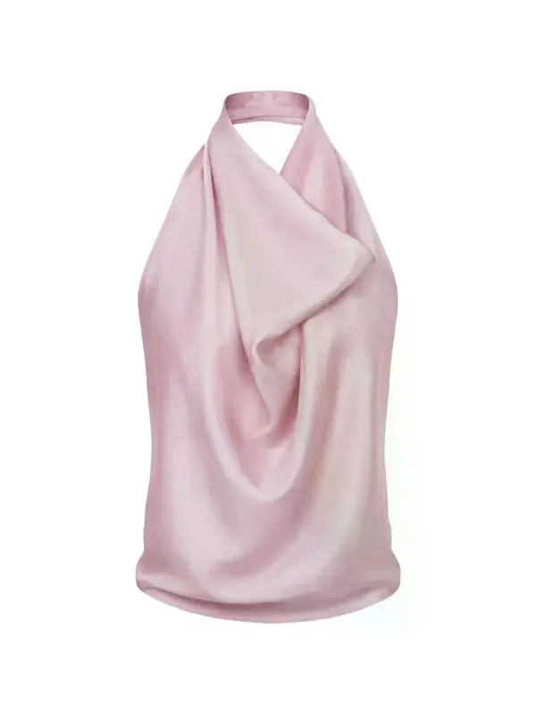 Carven Silk Draped Halterneck Top - Pink