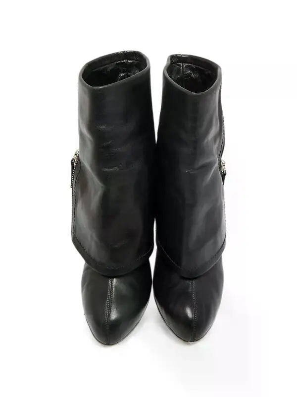 GIUSEPPE ZANOTTI Leather Fold-detail Side-zip Boots - Black