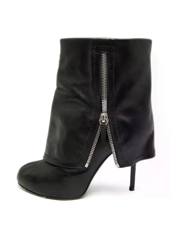 GIUSEPPE ZANOTTI Leather Fold-detail Side-zip Boots - Black