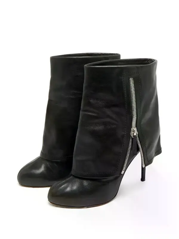 GIUSEPPE ZANOTTI Leather Fold-detail Side-zip Boots