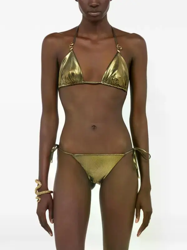 Roberto Cavalli Metallic Serpent Bikini Top