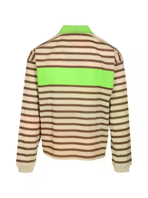 Versace Logo-embroidered Striped Polo Shirt - Brown