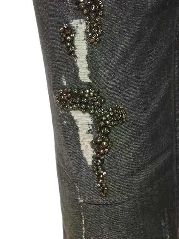 Gucci Distressed Crystal Embellished Jeans