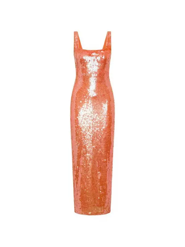 Rachel Gilbert Kayla Sequin Embellished Gown - Orange