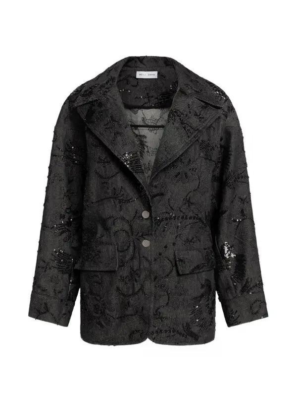 WEILI ZHENG Sequin-embellished Denim Blazer - Blue